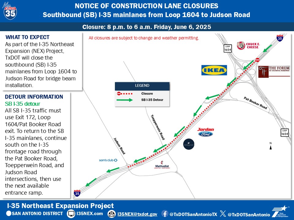 I-35 NEX Project Closure | Weekend Closures